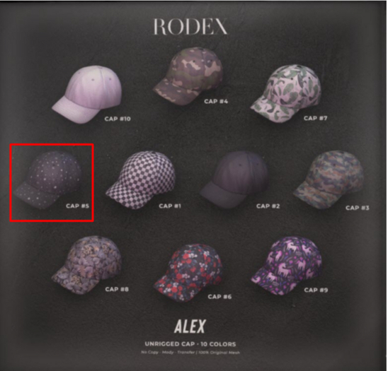 Second Life Marketplace - RODEX: Gacha - Alex Cap #5
