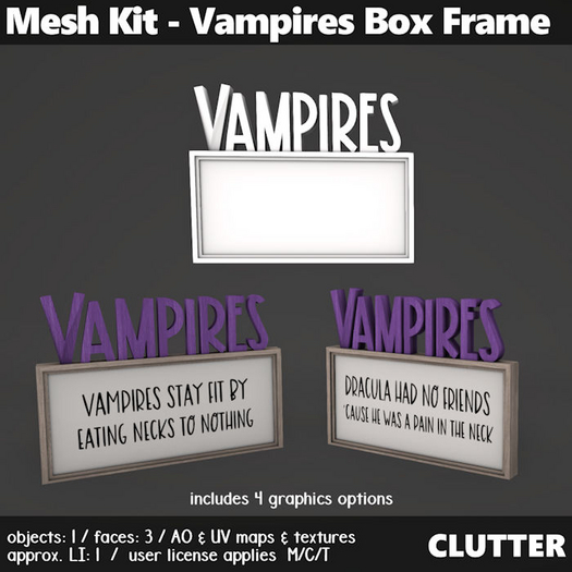 Second Life Marketplace - Clutter - Mesh Kit - Vampires Box Frame