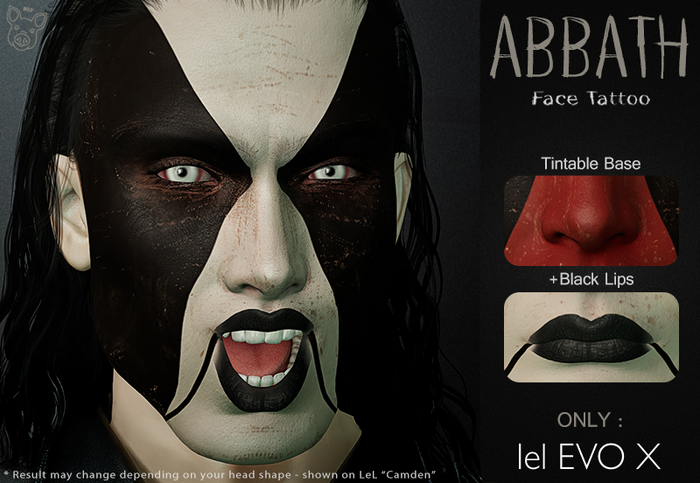 Second Life Marketplace - Mad' - Abbath FaceTattoo [EVOX]