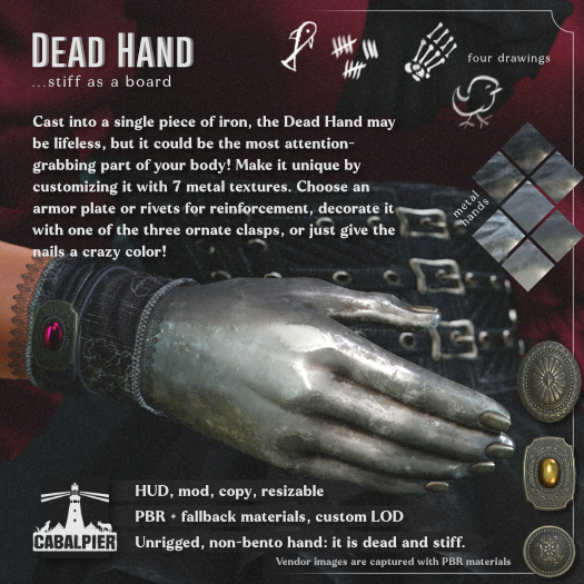 Second Life Marketplace - [CABALPIER] Dead Hand - Metal Pack - (Female)