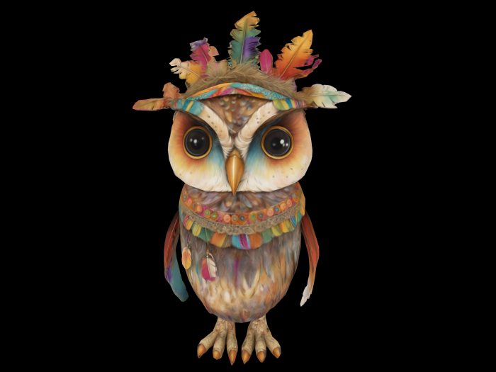 Second Life Marketplace - HB: Boho Feathered Owl Statue FuLL PERM