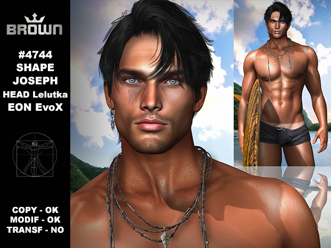 Second Life Marketplace - 4744 SHAPE JOSEPH HEAD Lelutka EON EvoX