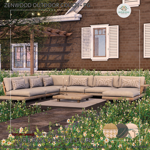 Second Life Marketplace - DD Zenwood Outdoor Modular Couch Texture ...