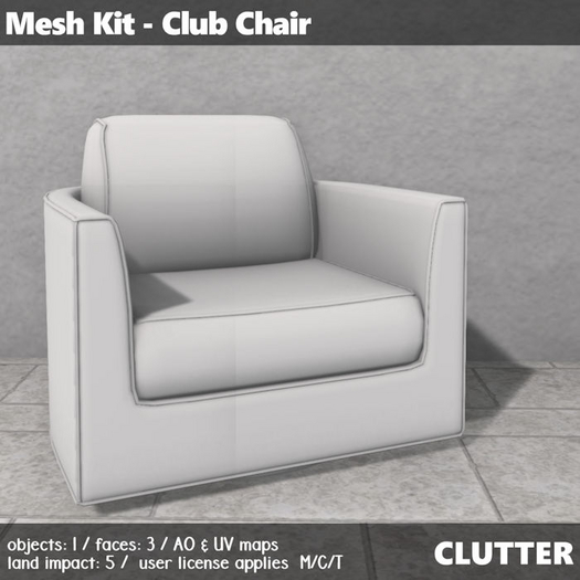 Second Life Marketplace - Clutter - Mesh Kit - Club Chair