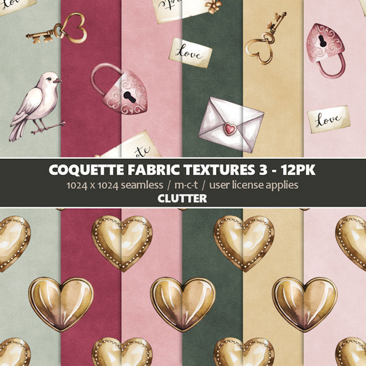 Second Life Marketplace - Clutter - Coquette Fabric Textures 3 - 12PK