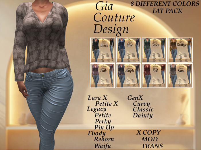 Second Life Marketplace - "GCD" Ellen Pullover Sweater FAT PACK
