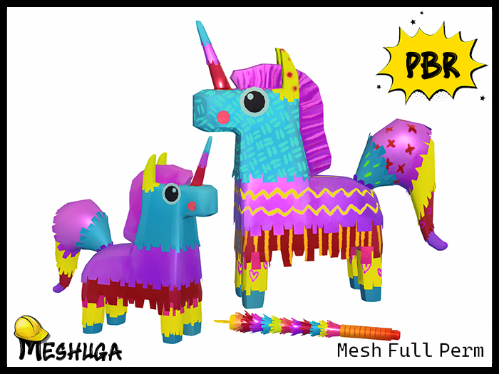 Second Life Marketplace - Meshuga PBR Mexican Unicorn Pinata FULL PERM MESH