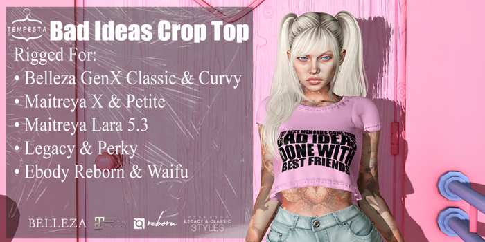 Second Life Marketplace - .:Tempesta:. Bad Ideas Crop Top