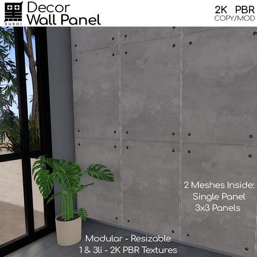 Second Life Marketplace - Kuroi - Concrete Wall Panel