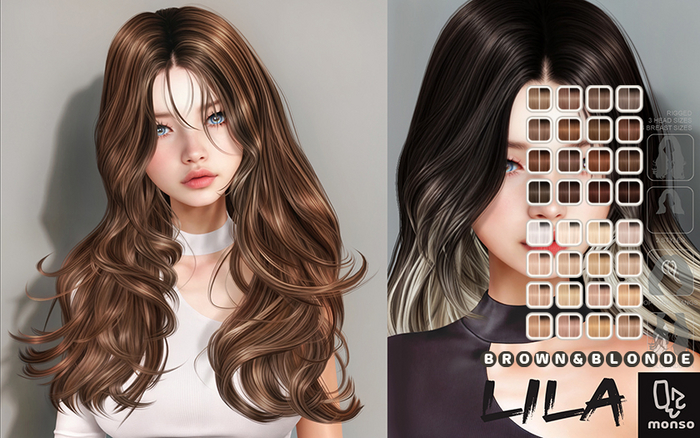 Second Life Marketplace - [monso] Lila Hair /Brown & Blonde