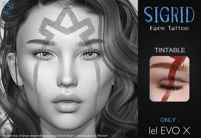 Second Life Marketplace - Mad' - Sigrid FaceTattoo [DEMO] [EVOX]