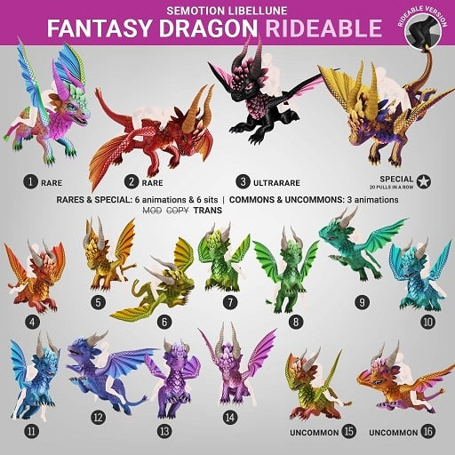 Second Life Marketplace - SEmotion Libellune Fantasy Dragon Rideable ...