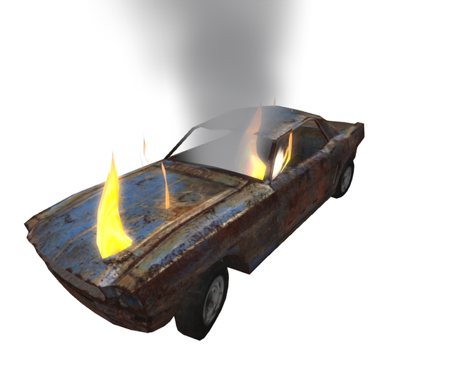 Second Life Marketplace - Broke Down Car Rusted and on Fire ~ Decor