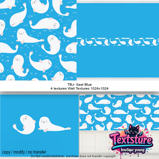 Second Life Marketplace - TBJ- Seal Blue 4 textures Wall Textures 1024x1024