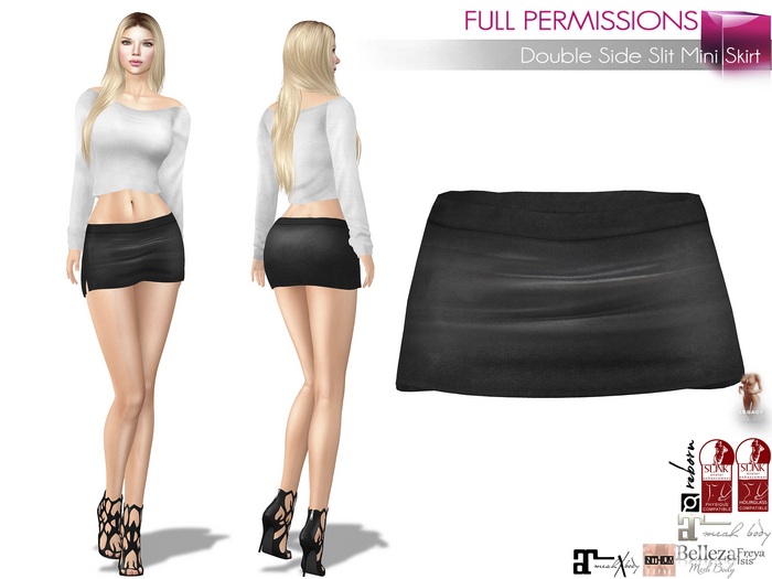 Second Life Marketplace - Full Perm Black Double Side Slit Mini Micro ...