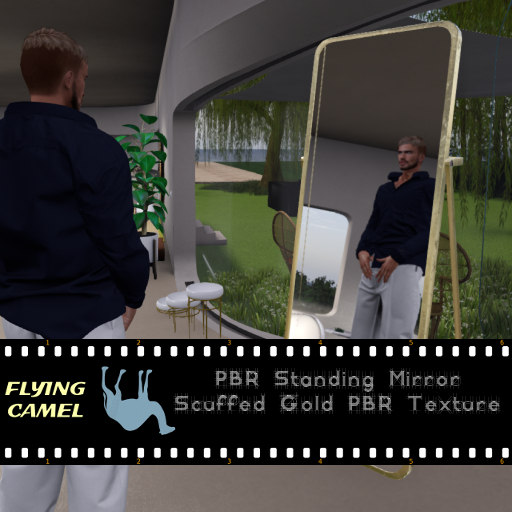 Second Life Marketplace - PBR Standing Mirror - Scuffed Gold PBR texture