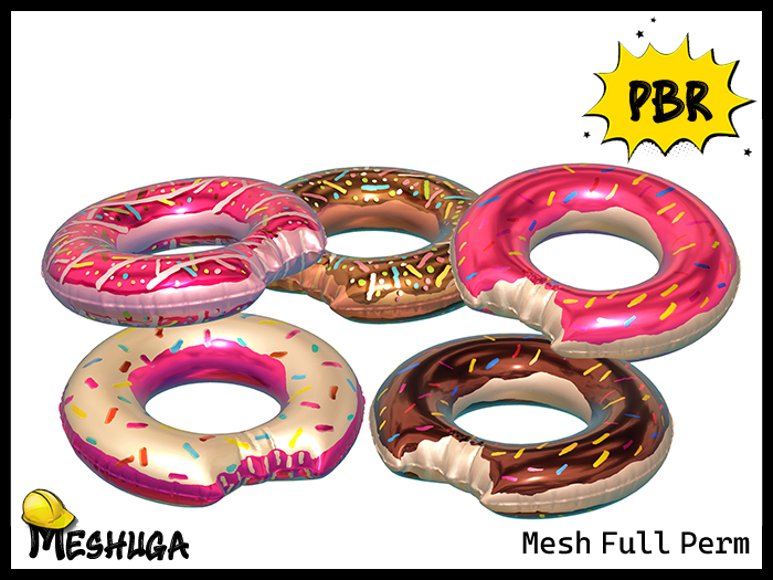 Second Life Marketplace - Meshuga PBR Eaten Donut Floater FULL PERM MESH