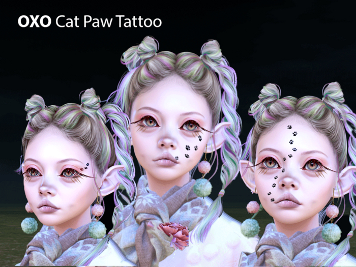 Second Life Marketplace - OXO Cat Paw Tattoo LIGHT and DARK demo