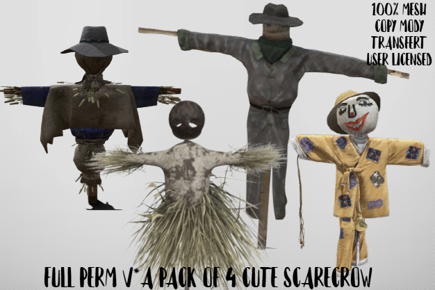 Second Life Marketplace - FULL PERM V*A PACK OF 4 CUTE SCARECROW