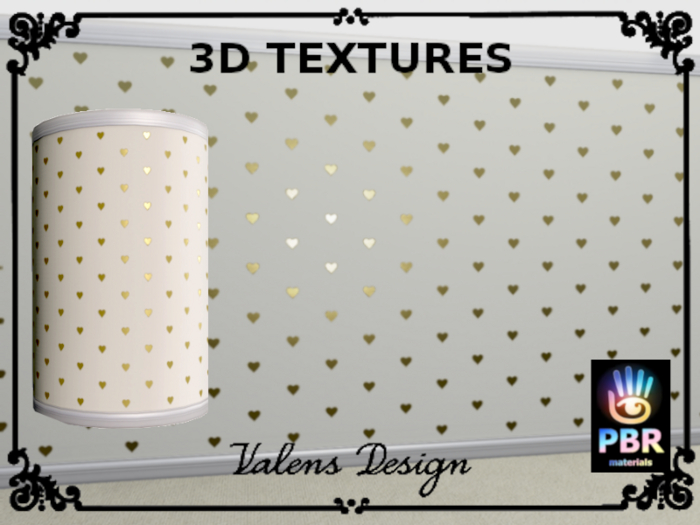 Second Life Marketplace - PBR MATERIALS white & gold Hearts wallpaper ...