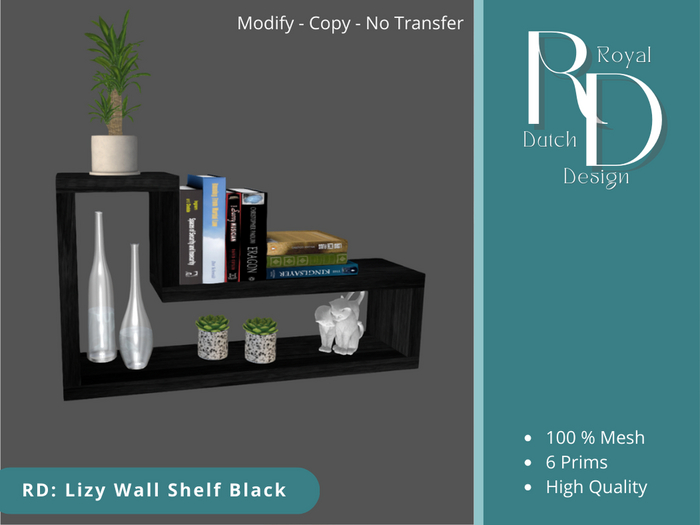 Second Life Marketplace - RD: Lizy Wall Shelf Black