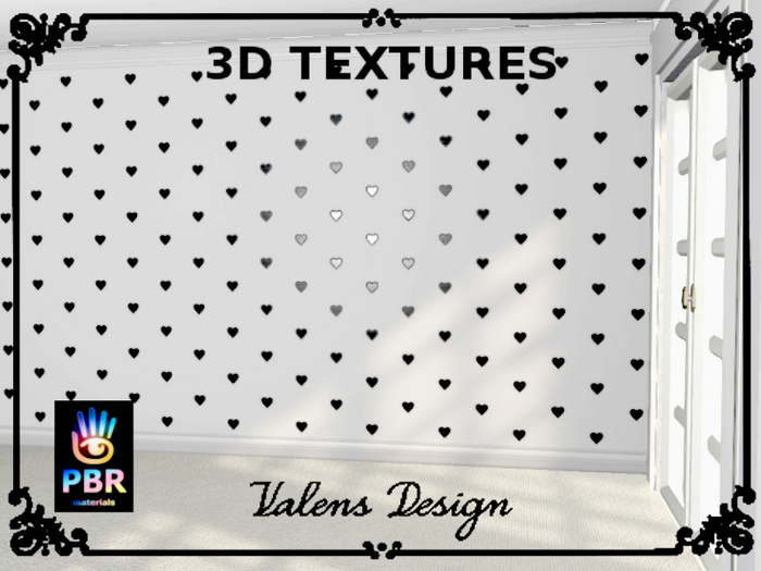 Second Life Marketplace - PBR MATERIALS white & black Hearts wallpaper ...