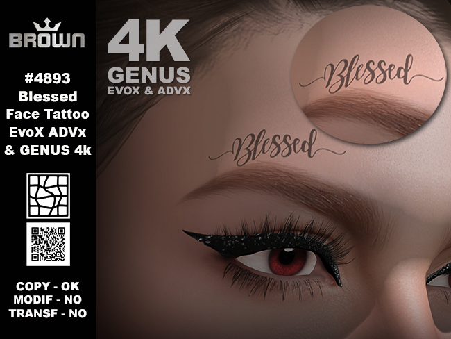 Second Life Marketplace - 4893 Blessed Face Tattoo EvoX ADVx & GENUS 4k