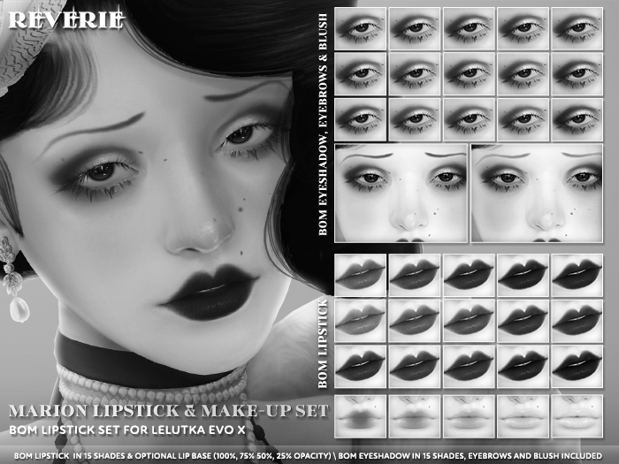 Second Life Marketplace - [REVERIE] Marion Lipstick & Make-up set DEMO