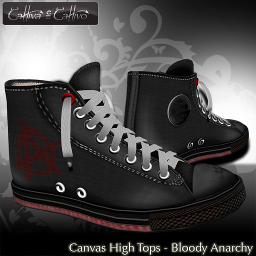 Second Life Marketplace - Cattiva Shoes Canvas High Tops - Bloody Anarchy