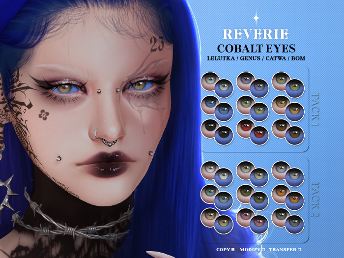 Second Life Marketplace - [REVERIE] Cobalt Eyes Fatpack