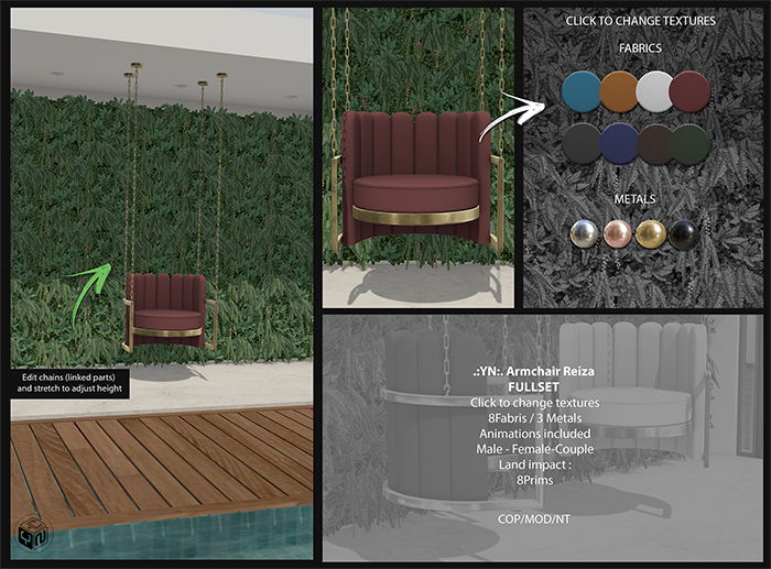 Second Life Marketplace - .:YN:. Armchair Reiza Fullset