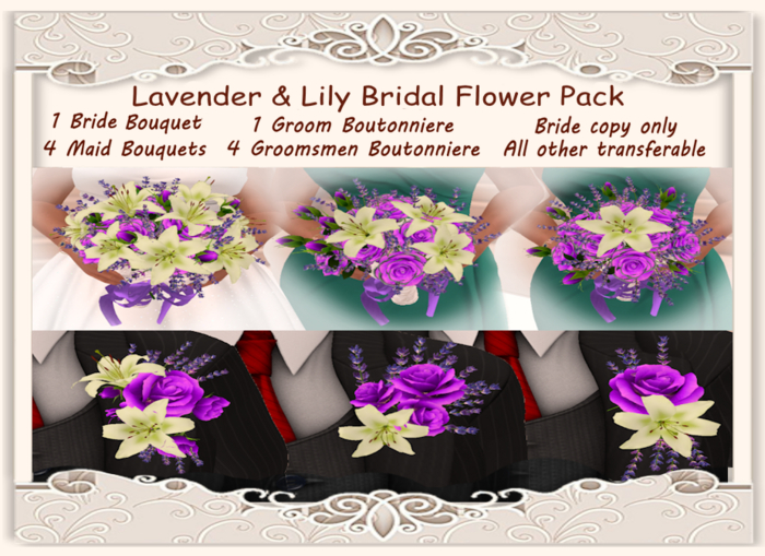 Second Life Marketplace - BB..Lavender & Lily Bridal Flower Pack