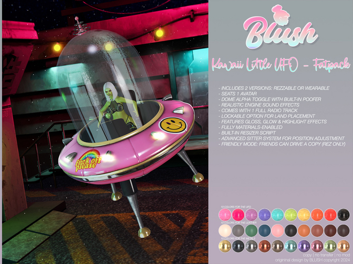 Second Life Marketplace - BLUSH - Kawaii Little UFO - Fatpack