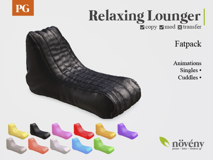 Second Life Marketplace - Noveny - Relaxing Lounger - Fatpack (PG)