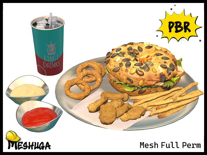 Second Life Marketplace - Meshuga PBR Fast Food - Bagel Sandwich FULL ...