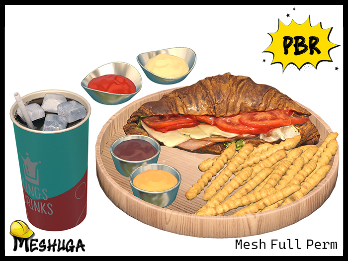 Second Life Marketplace - Meshuga PBR Fast Food - Croissant FULL PERM ...