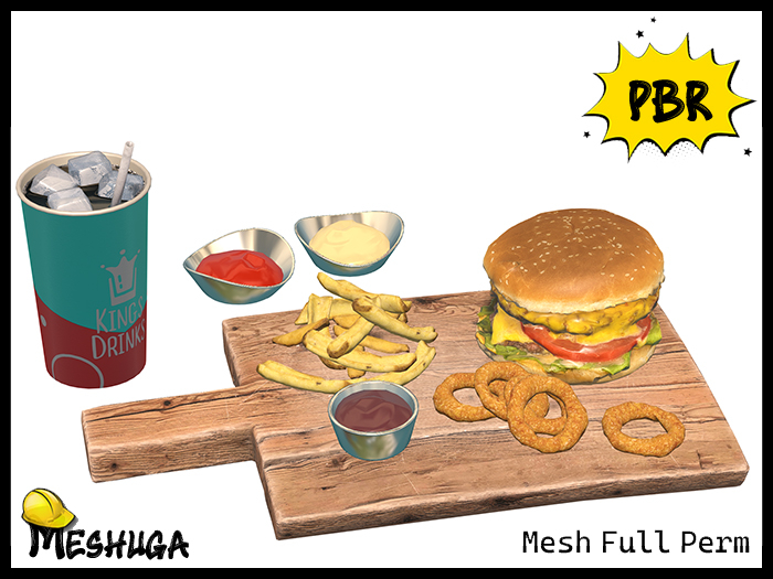 Second Life Marketplace - Meshuga PBR Fast Food - Cheeseburger FULL ...