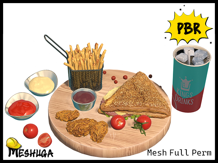 Second Life Marketplace - Meshuga PBR Fast Food - Ham & Cheese Sandwich ...