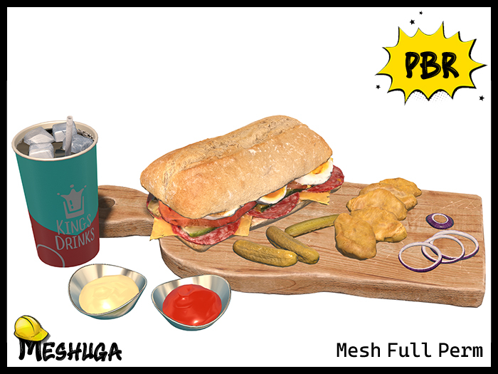 Second Life Marketplace - Meshuga PBR Fast Food - Salami Sub Sandwich ...