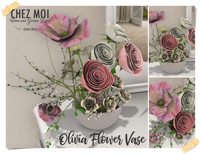 Second Life Marketplace - CHEZ MOI ♥ Olivia Flower Vase