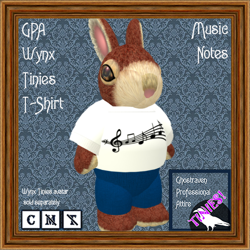 Second Life Marketplace - GPA Wynx Tinies T-Shirt - Music Notes Print