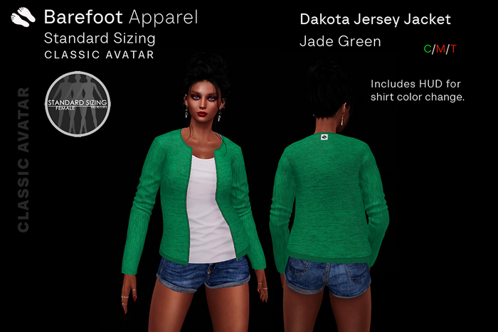 Second Life Marketplace - Dakota Jersey Jacket / JADE GREEN