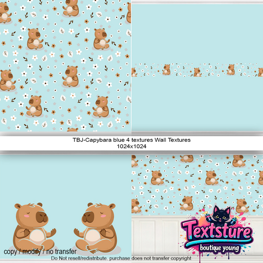 Second Life Marketplace - TBJ-Capybara blue 4 textures Wall Textures ...