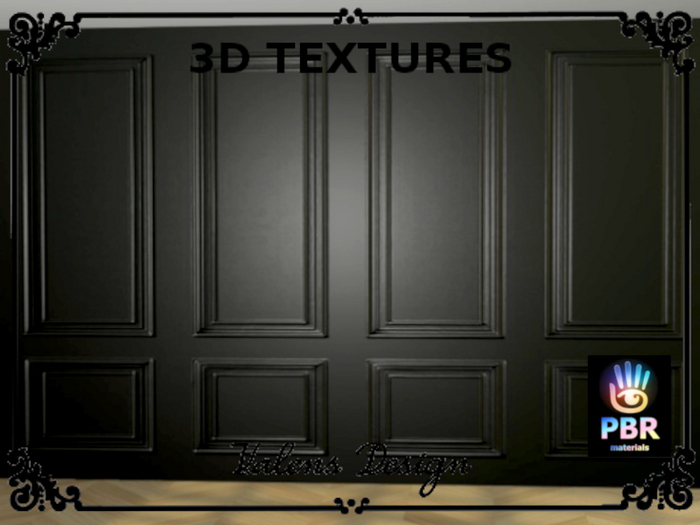 Second Life Marketplace - Seamless PBR Black wood wall panels 3D ...