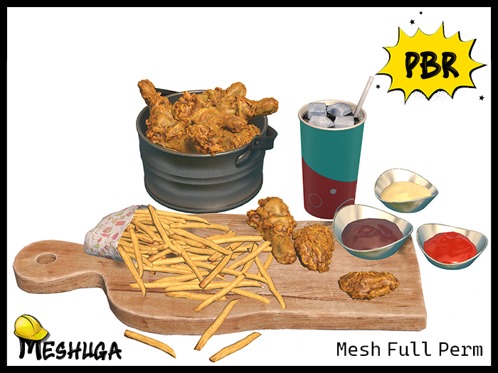 Second Life Marketplace - Meshuga PBR Fast Food - Fried Chicken FULL ...