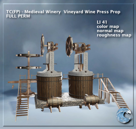 Second Life Marketplace - TC(FP) - Medieval Winery Vineyard Wine Press ...