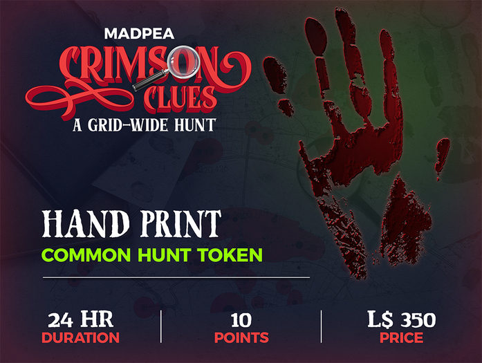 Second Life Marketplace - MadPea Crimson Clues Hunt Object - Hand Print