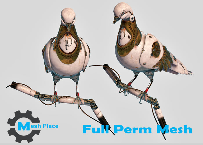 Second Life Marketplace - Mesh Place Steampunk PBR Robot Pigeon Full Perm