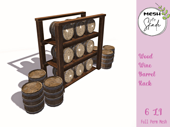 Second Life Marketplace - MBS - Wood Wine Barrel Rack FP