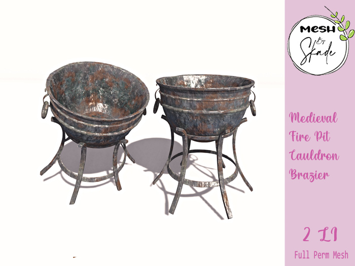 Second Life Marketplace - MBS - Medieval Fire Pit Cauldron Brazier